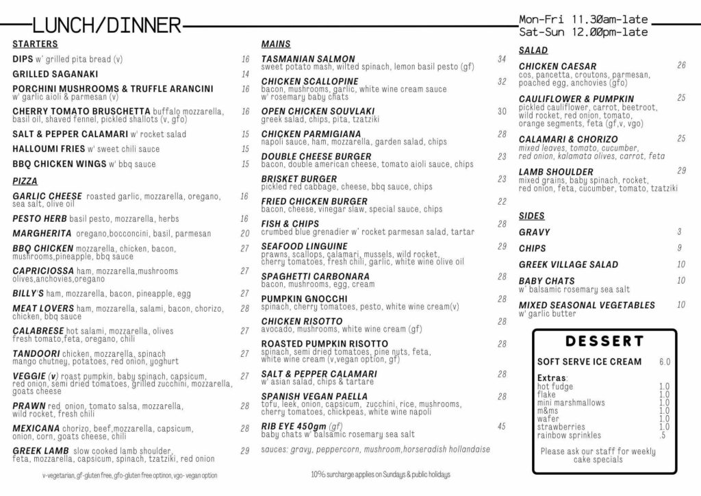 Menu – Billy Kitchens
